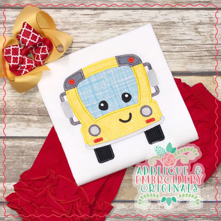 1881 School Bus Face Applique Design – Applique And Embroidery Originals