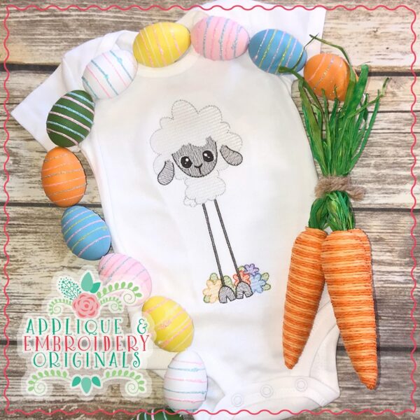 2507 Long Legged Sheep Sketch Embroidery Design – Applique And ...