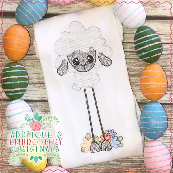 2507 Long Legged Sheep Sketch Embroidery Design – Applique And ...