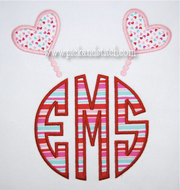 1362 Monogram Heart Antenna Frame Applique Design – Applique And ...